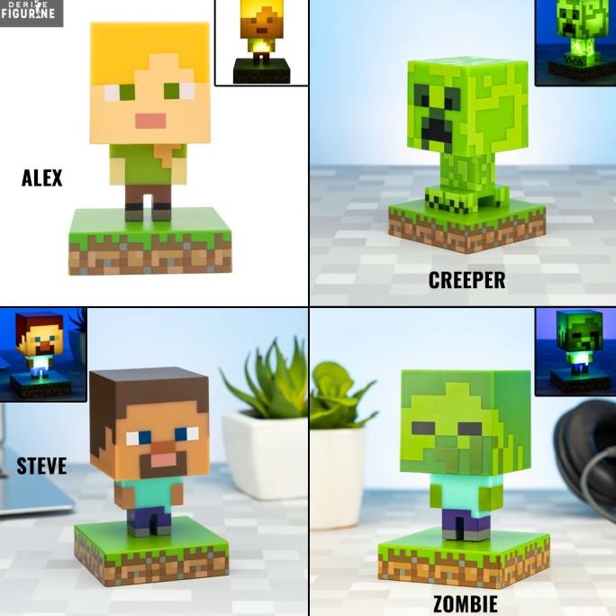 Jual Paladone Icons Figure Minecraft Creeper Steve Zombie Alex Light ...