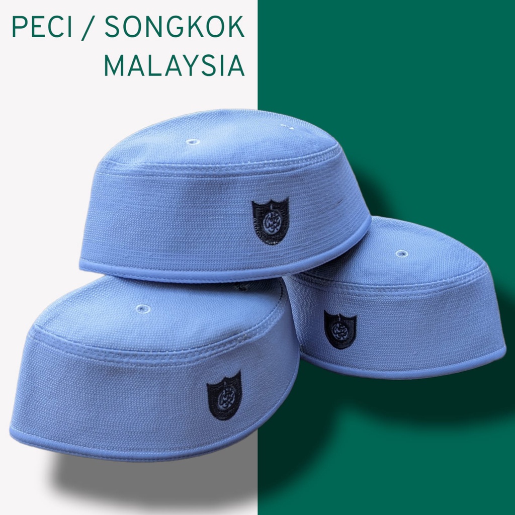 Jual Peci Putih Kopyah Putih Songkok Putih Malaysia Logo Abu abu | Shopee Indonesia