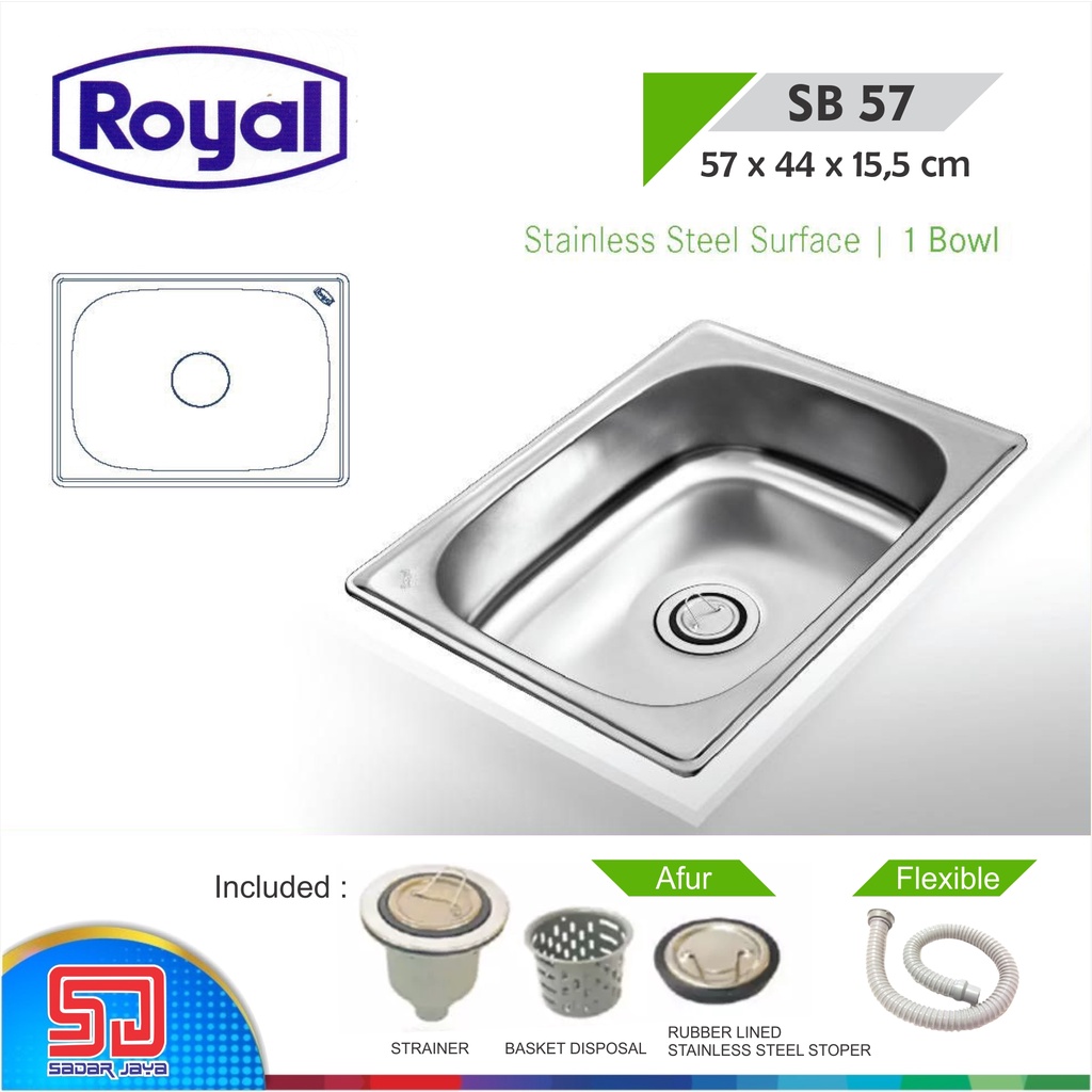 Jual Royal Kitchen Sink SB 57 Wastafel Dapur Bak Cuci Piring 1 Bowl ...