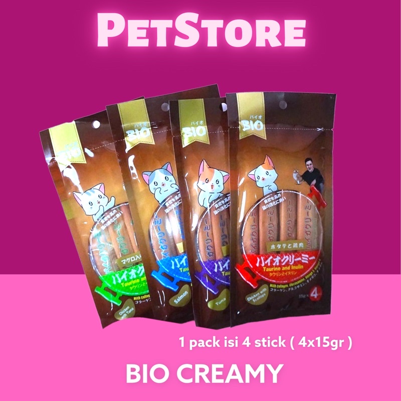 Jual BIO CREAMY TREATS isi 4 pcs Snack Kucing bergizi setara Meo creamy ...