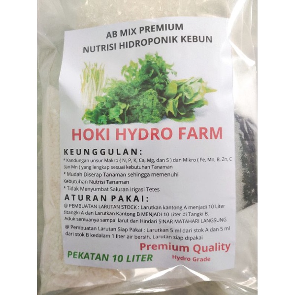 Jual AB Mix Premium Hoki Hydro Farm Nutrisi Hidroponik Sayuran Daun ...