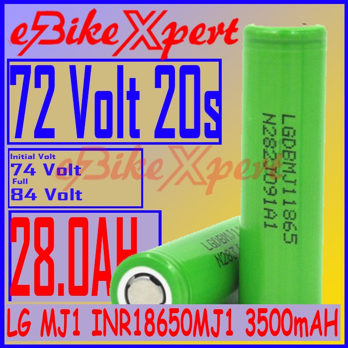 Jual Custom Baterai Lithium-Ion 72 Volt 20s Cell LG 18650-MJ1 3500mAH ...