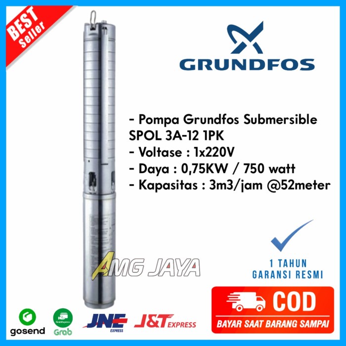 Jual Mesin Pompa Air Satelit Submersible Pump Grundfos SP 3A-12 Oli ...