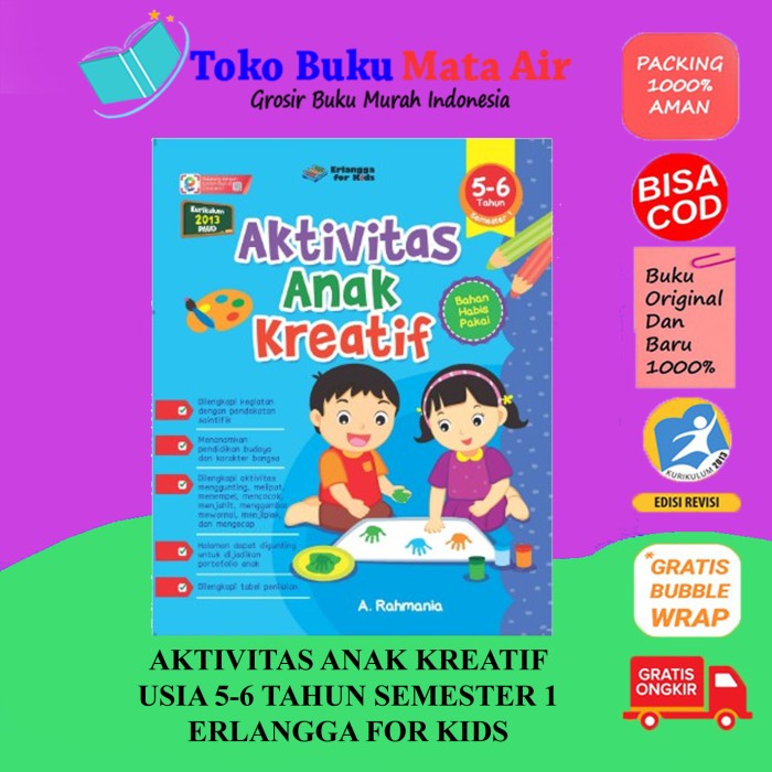 Jual [HARGA PROMO] Aktivitas Anak Kreatif 5-6 Tahun Semester 1 Annisa Rahmania Erlangga TERBATAS ...