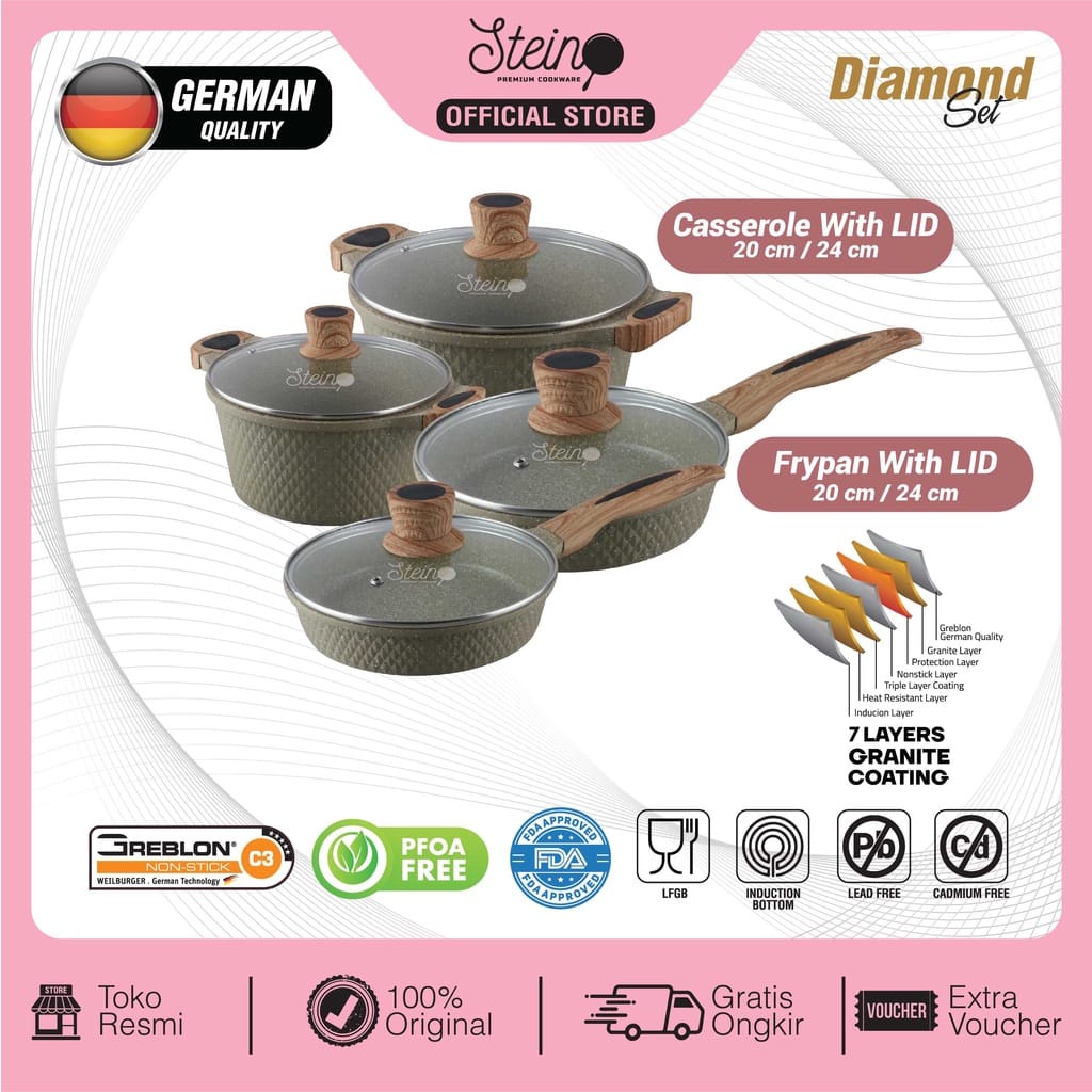 Jual (FREE GIFT) SteinCookWare Paket Diamond Stein( Casserolle 2 dan ...