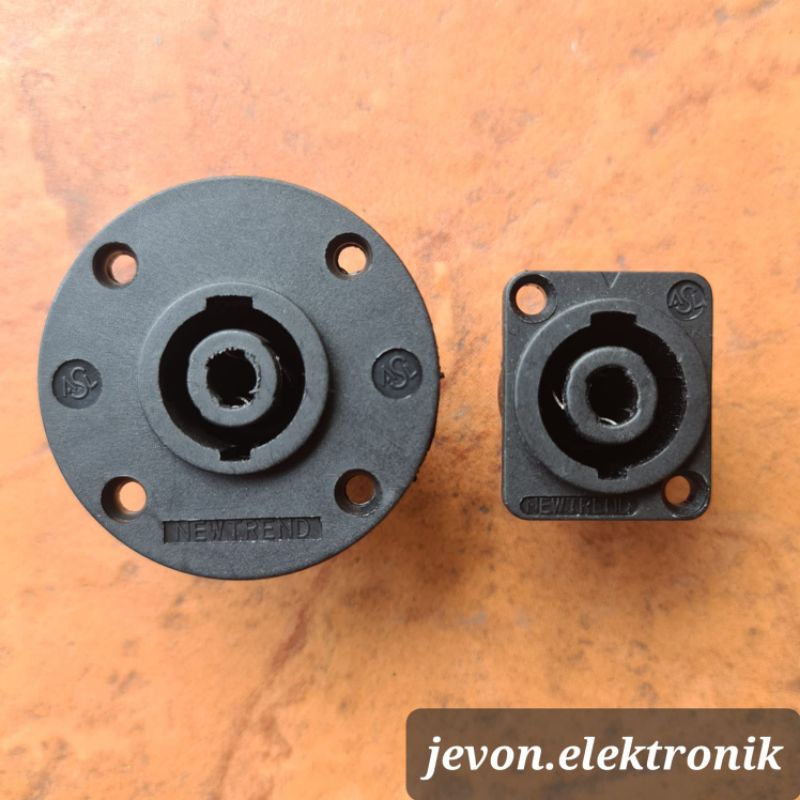 Jual Soket Spikon Hitam Bulat Kotak Kecil Plastik Socket Speakon ...