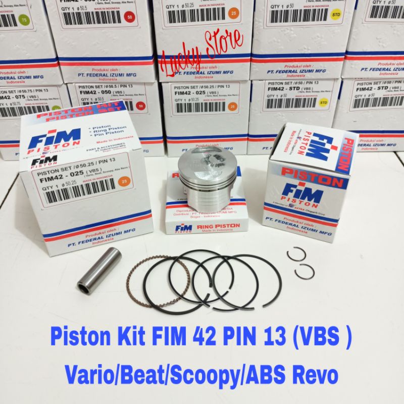 Jual Piston Kit FIM 42 PIN 13 Honda Vario110 Beat Scoopy Revo ABS ...