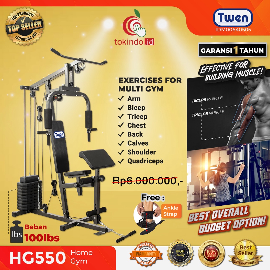 Jual Home Gym 1 Sisi Twen HG520 HG550 Hitam | Shopee Indonesia