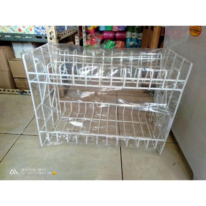 Jual RAK PIRING KECIL 2 SUSUN/RAK PIRING KAWAT PUTIH 2 SUSUN/RAK PIRING ...