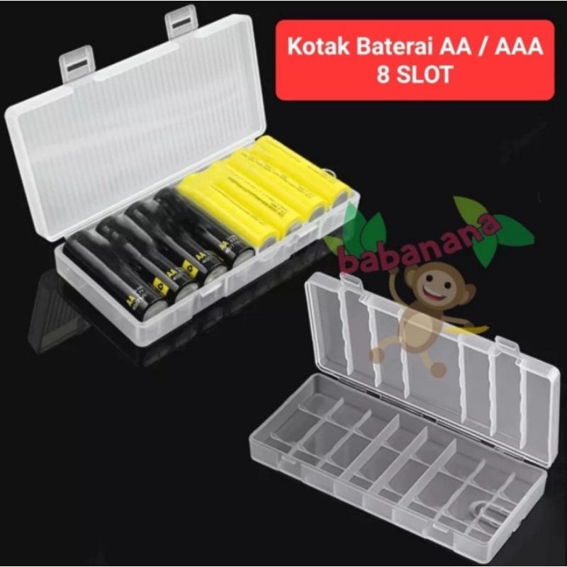 Jual Kotak Baterai AA AAA 8 slot battery box tempat penyimpanan batere ...