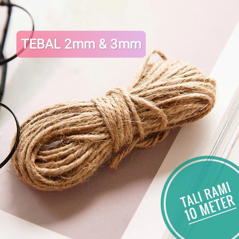 Jual Tali Rami 10 Meter 3ply 3 mm 2ply 2 mm - Hemp Rope Hang Tag ...