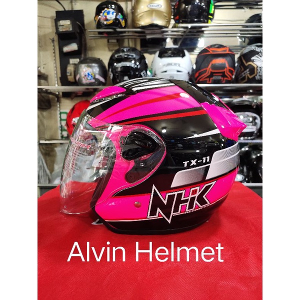 Jual helm nhk r6 motif TX-11 pink fluo / helm half face nhk r6 original ...