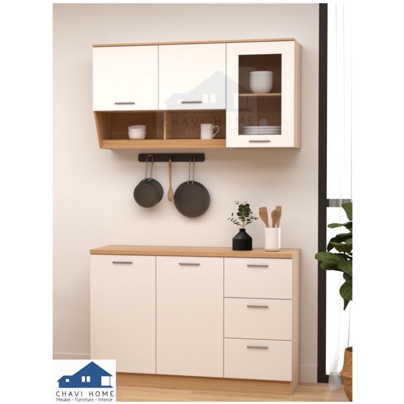 Jual Kitchen set bawah 3 pintu putih lemari dapur rak dapur rak piring ...