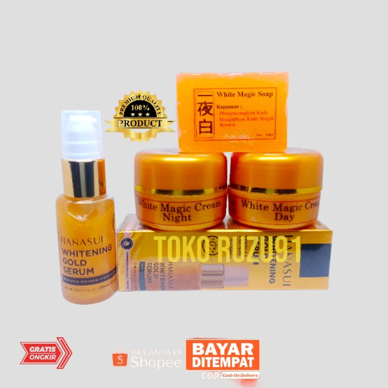 Jual Paket Cream White Magic Korea Plus Serum Hanasui Gold | Shopee ...