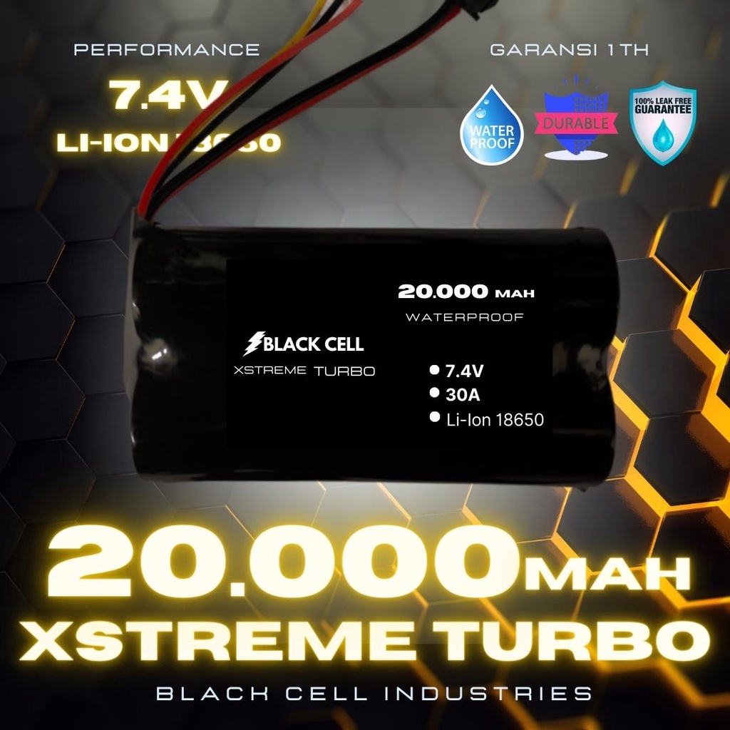 Jual Extreme TURBO BLACK CELL 7.4V 20000Mah Li Ion 18650 RC Battery ...