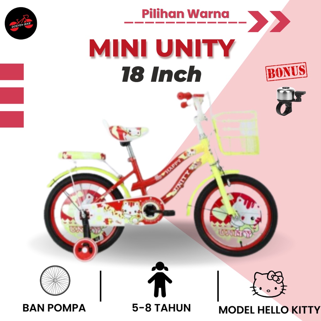 Jual Sepeda Anak Perempuan Unity Little Happy Hello Kitty 18 Inch ...