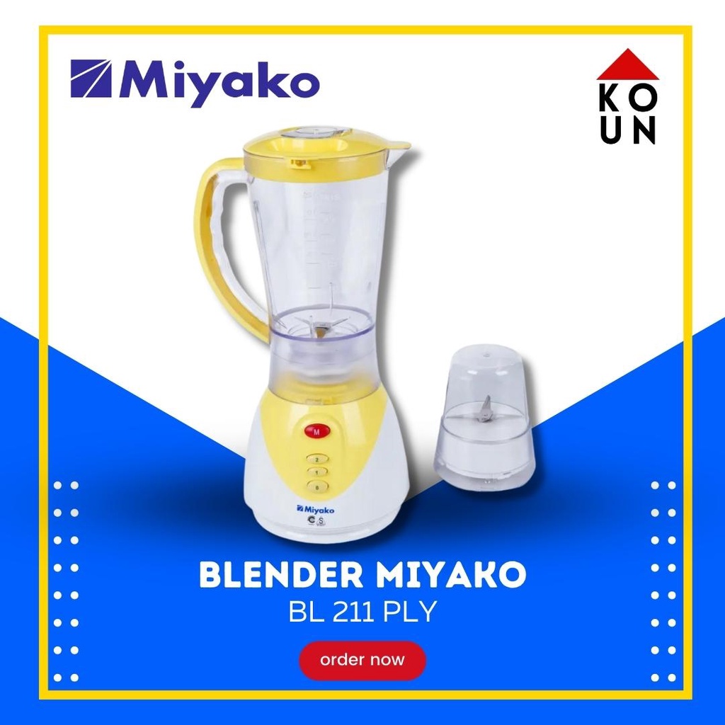 Jual (COD READY) Miyako Blender Buah 211PLY / BL 211 PLY / BL-211PLY (Plastik) - Kuning [1.5L ...
