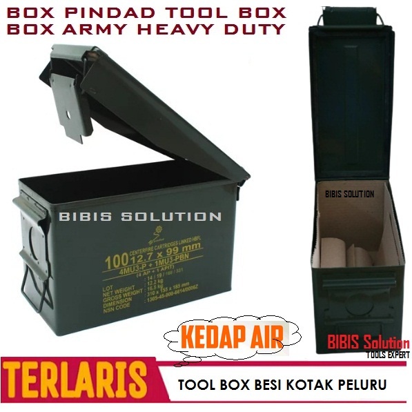 Jual Kotak Perkakas Box Peluru Army Tool Box Besi Pindad Tempat ...