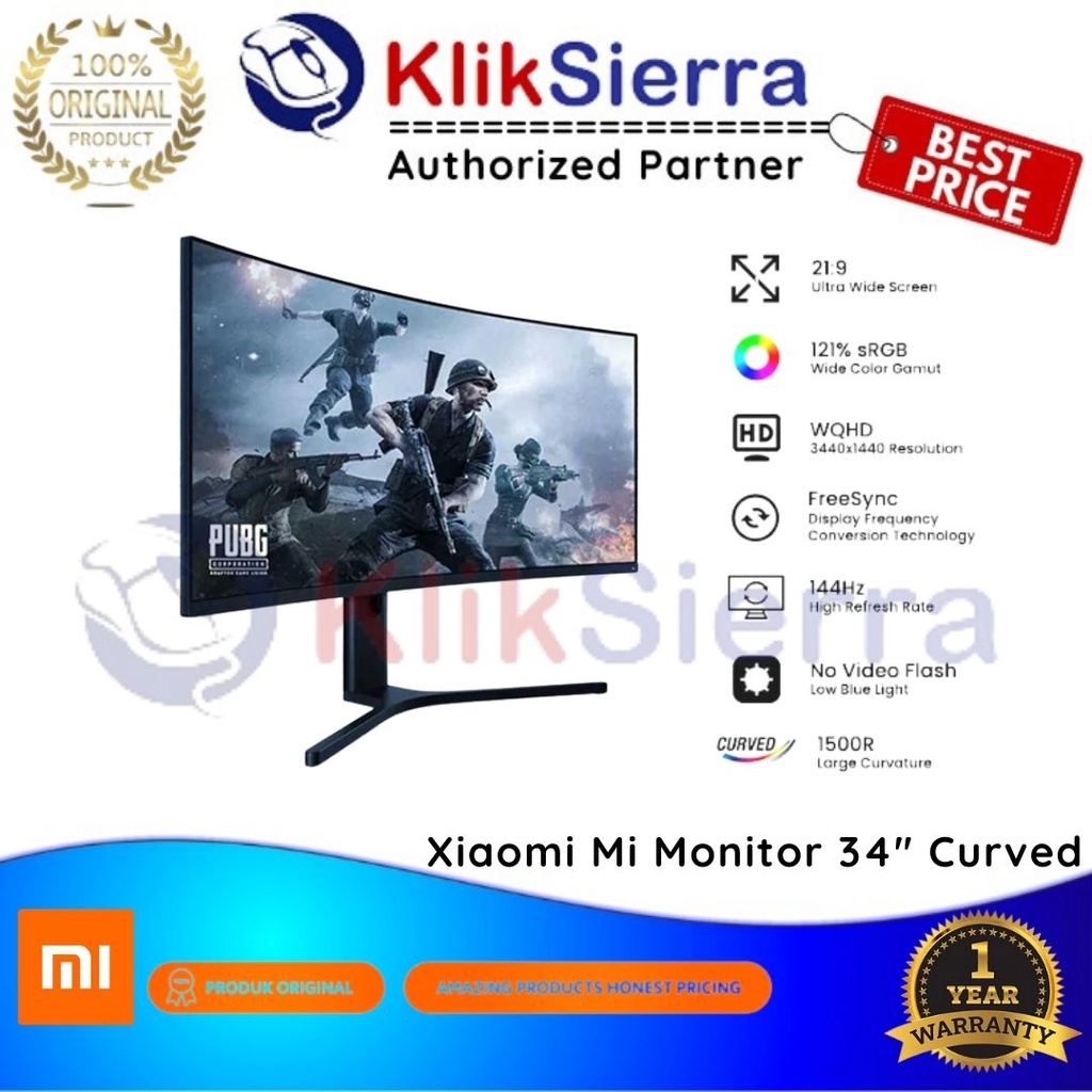 Jual Xiaomi Mi Monitor 34" XOMT01BK Curved Gaming 144Hz WQHD Garansi ...