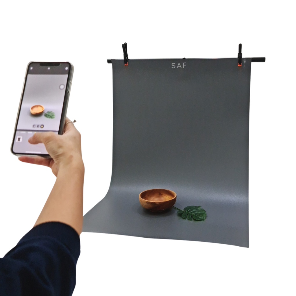 Jual SAF Paket mini stand + pvc background foto Abu2 tua / backdrop ...