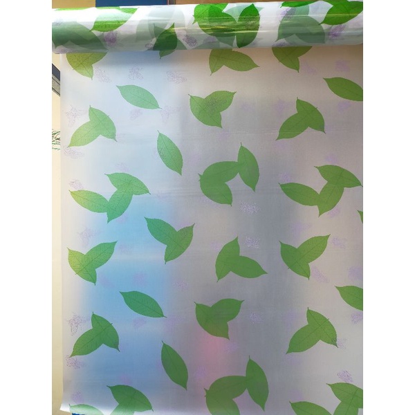 Jual pelapis kaca/stiker kaca sandblast buram es blur motif daun hijau ...