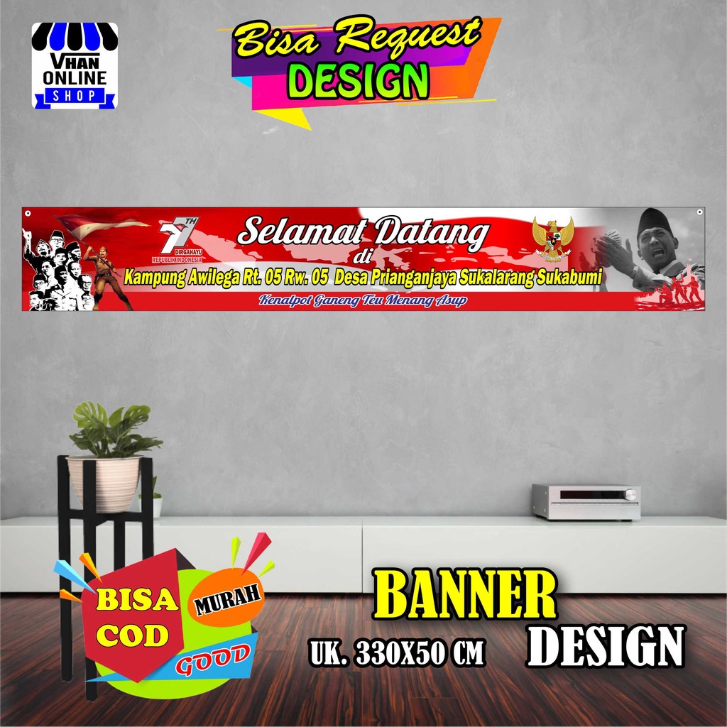 Jual Spanduk Banner Selamat Datang, Hut RI, Spanduk Untuk Gapura, Keren Murah | Shopee Indonesia