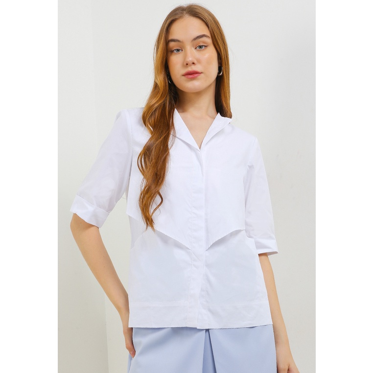 Jual ELLE Apparel Original - Simple Lapel neck Blouse/Atasan Wanita ...