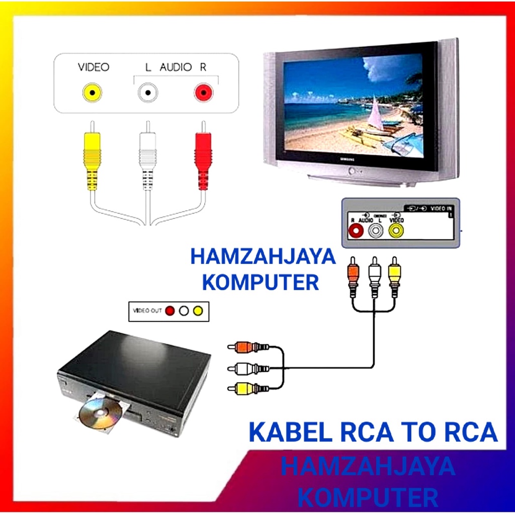 Jual C O D - kabel rca audio rca to rca kabel av video 3-3 panjang 1.5 ...