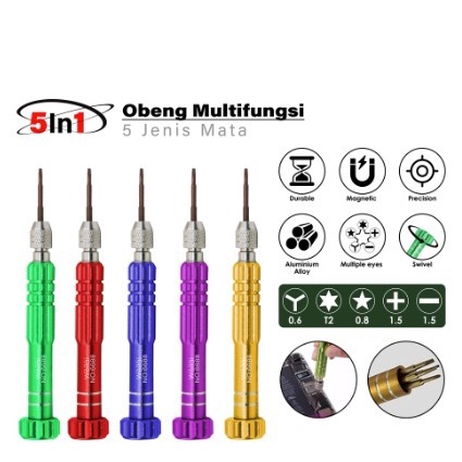 Jual obeng 6688 Obeng Set Magnet 5 In 1 - Obeng Handphone Android ...