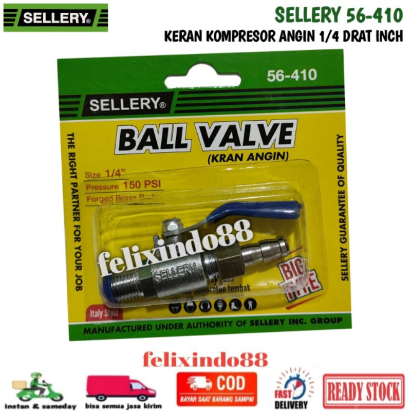 Jual STOP KRAN ANGIN DRAT SIZE 1/4 KERAN KOMPRESOR SELLERY 56-410 BALL ...