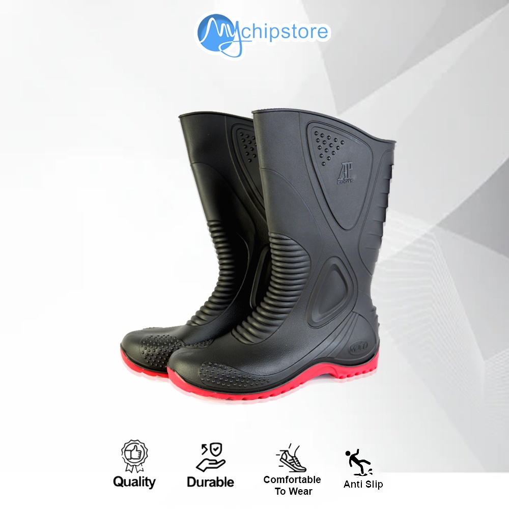 Jual Sepatu Boots AP MOTTO 1 Boot Karet Panjang Hitam Original | Shopee ...
