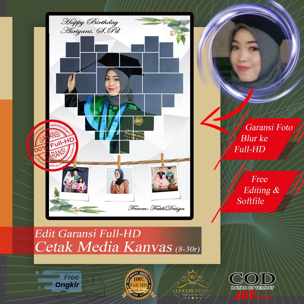 Jual Kado Spesial CETAK KANVAS Kado Wisuda Wedding unik Birthday gift ...