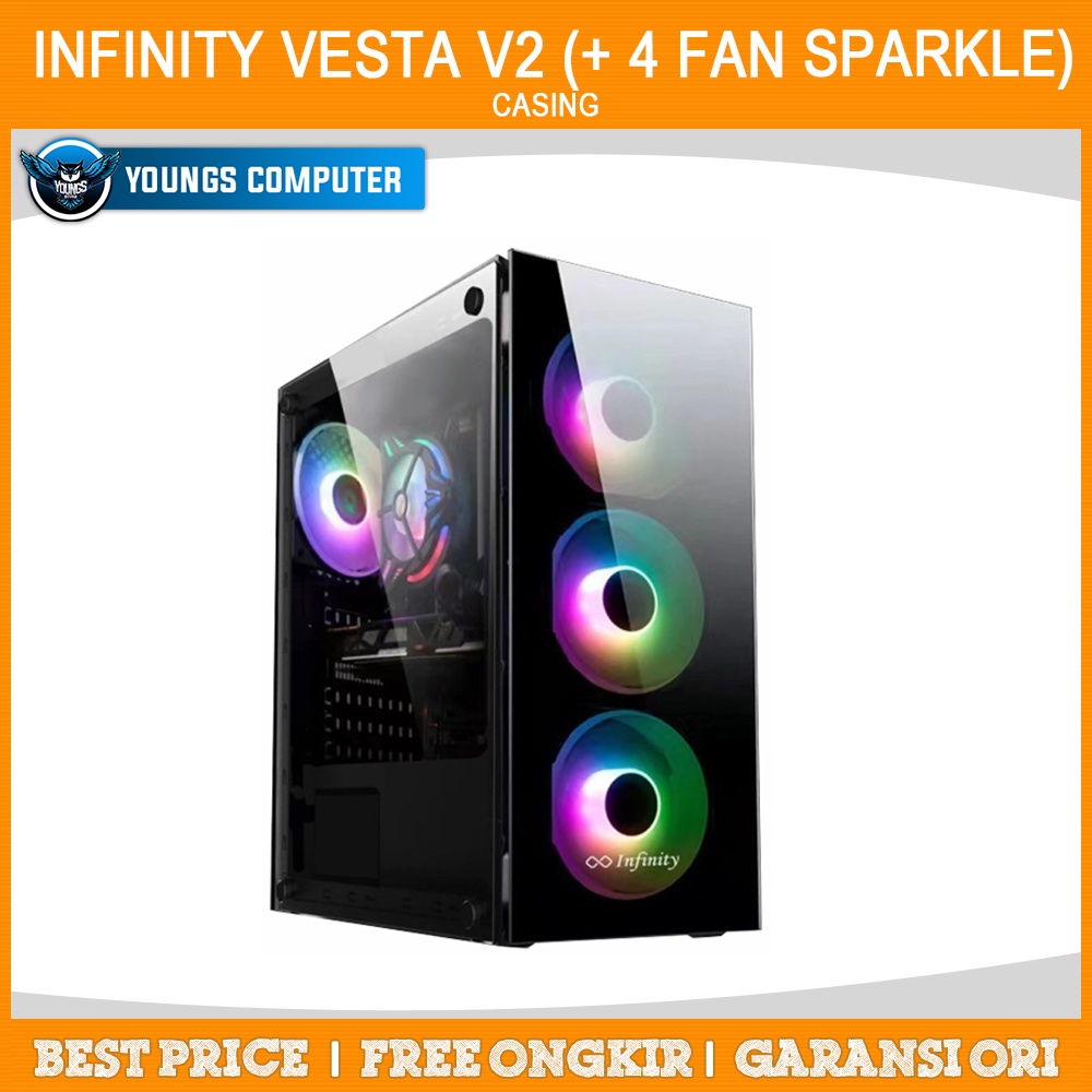 Jual Gaming Case Infinity Vesta V2 (+ 4 Fan Sparkle) ATX PC Casing ...