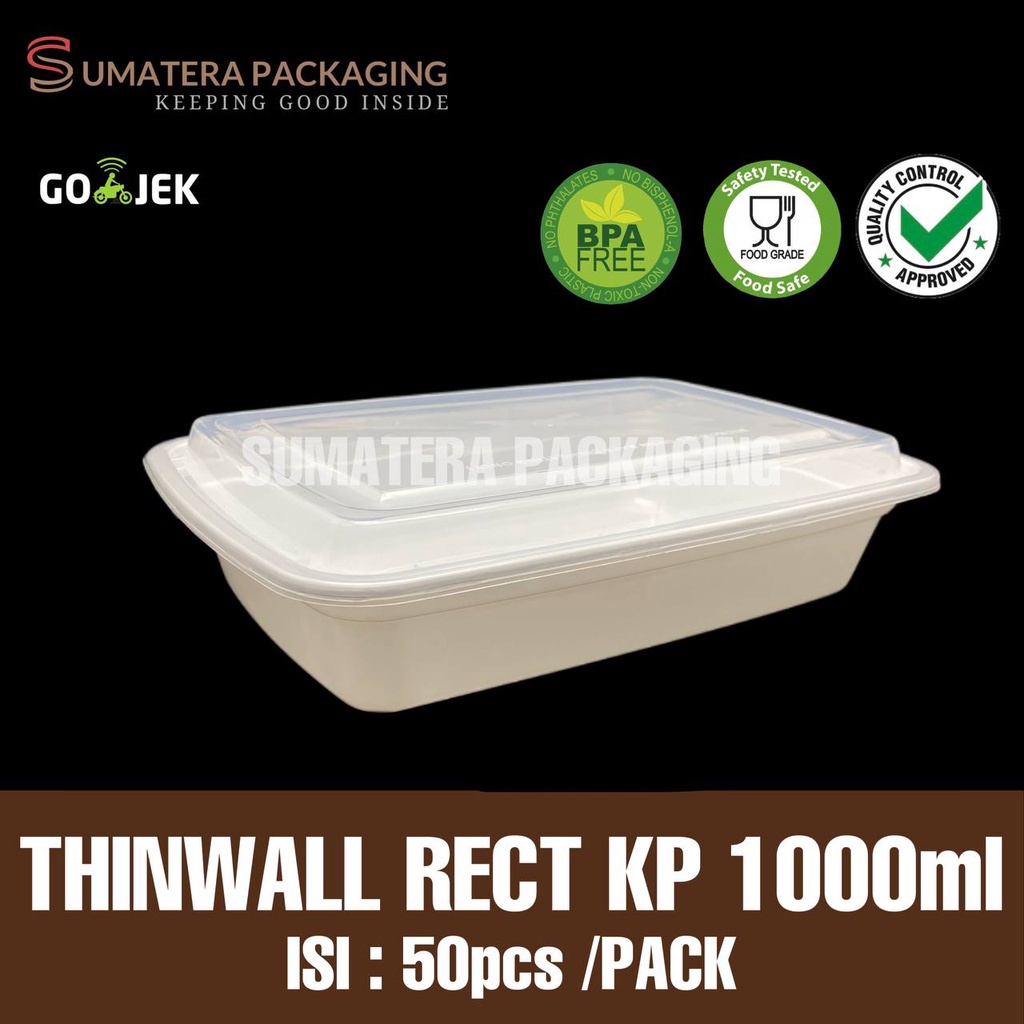 Jual Thinwall Rectangle KP-1000 Putih Susu 1000ml isi 50pcs food container EasyPack | Shopee ...