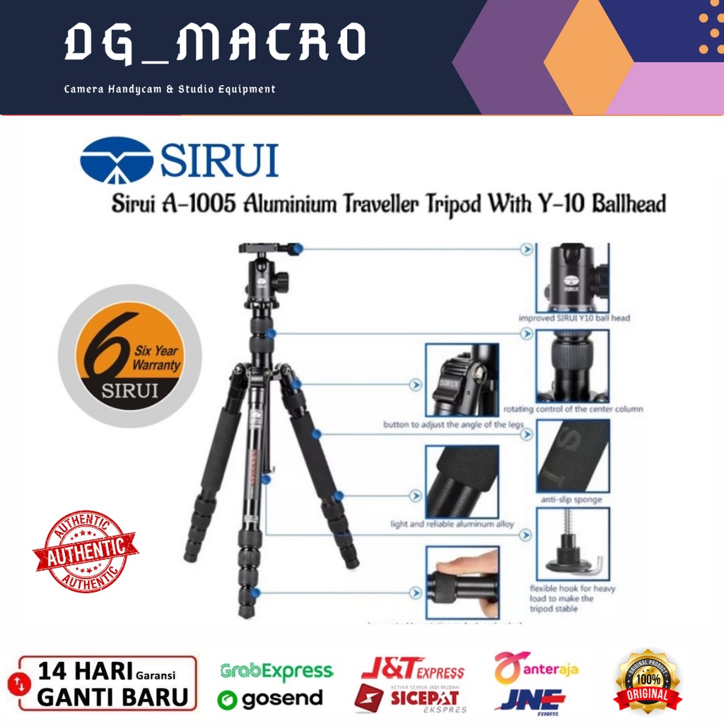 Jual SIRUI A-1005 Aluminum Entry Level Tripod Monopod with Y-10 Head ...