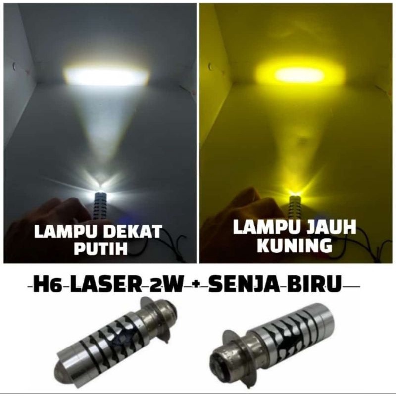 Jual Lampu utama LED H6 Laser jauh dekat putihkuning plus senja biru Lampu Depan h6 Laser plus ...