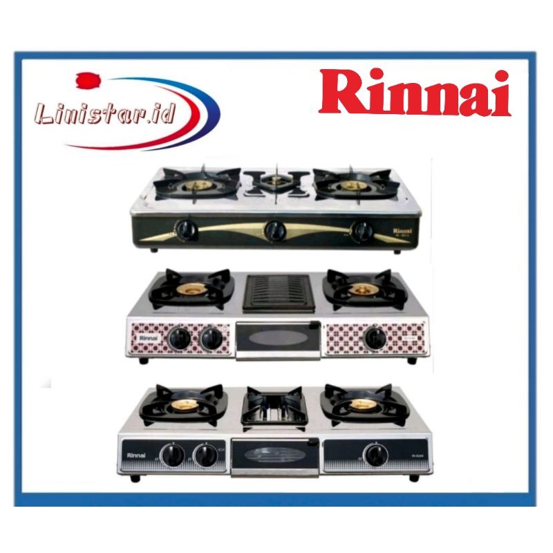 Jual Rinnai Kompor Gas RI-524A/524E 2 Tungku + 1 Tungku Grill Pan/RI ...