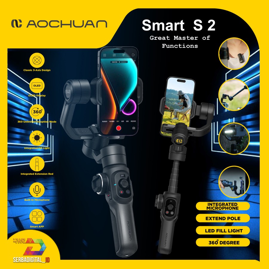 Jual AOCHUAN Smart S2 3-AXIS Gimbal Stabilizer SmartPhone Profesional ...