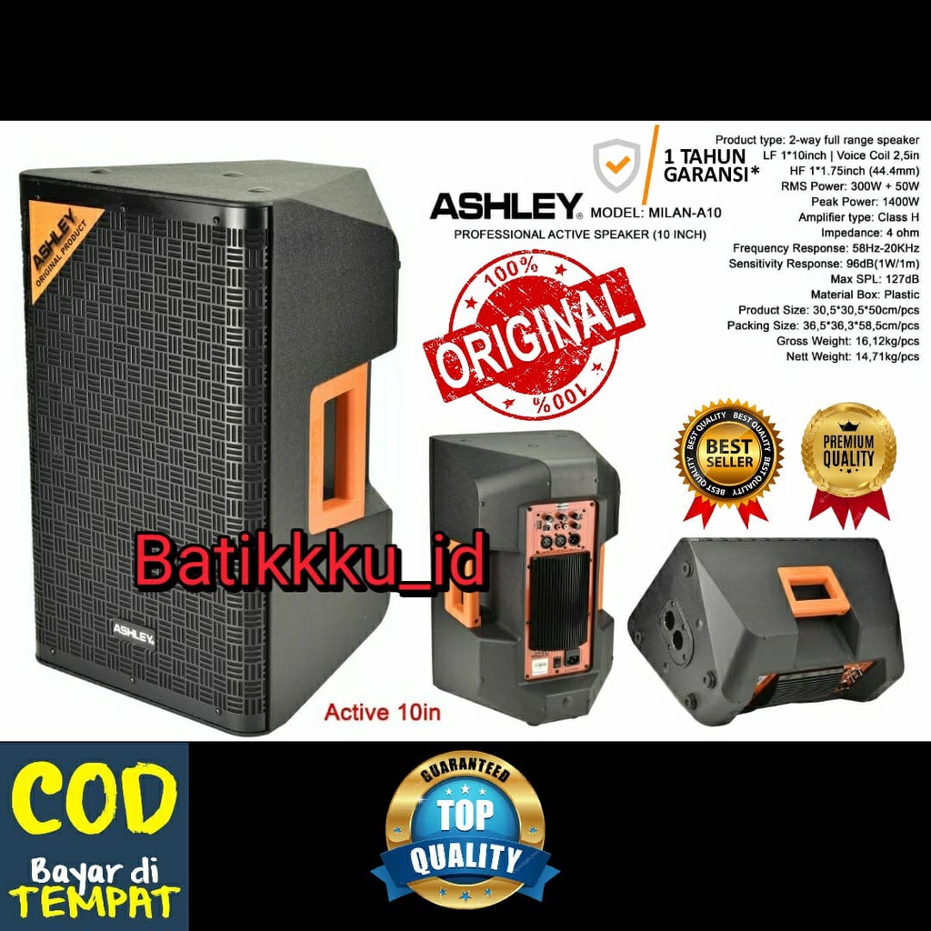 Jual Speaker Aktif ASHLEY MILAN A10 MILANA10 MILAN A 10 ORIGINAL 10 ...