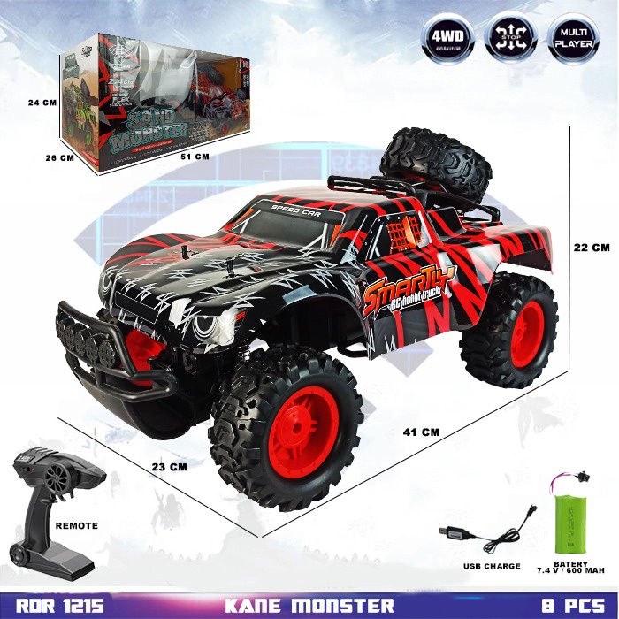Jual Mainan Anak Remote Control RC Mobil Red Monster Rock Crawler ...