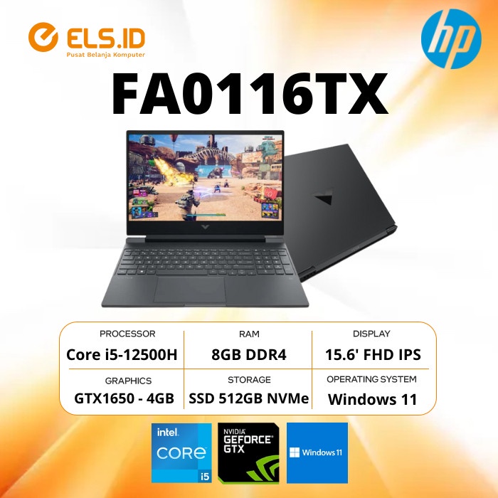 Jual HP Victus Gaming 15-FA0116TX i5-12500H 8GB SSD 512GB GTX1650 15.6' W11 | Shopee Indonesia