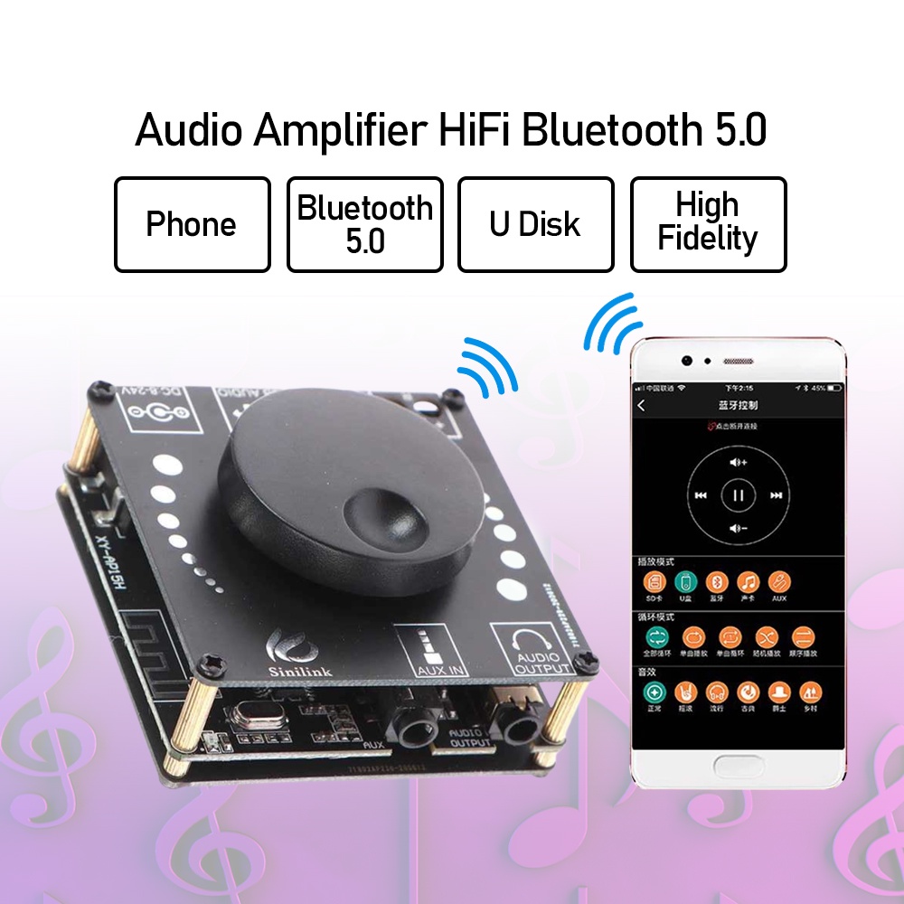 Jual Ampli / Audio Amplifier Stereo HiFi Bluetooth 5.0 APD3016D 2x50 W ...
