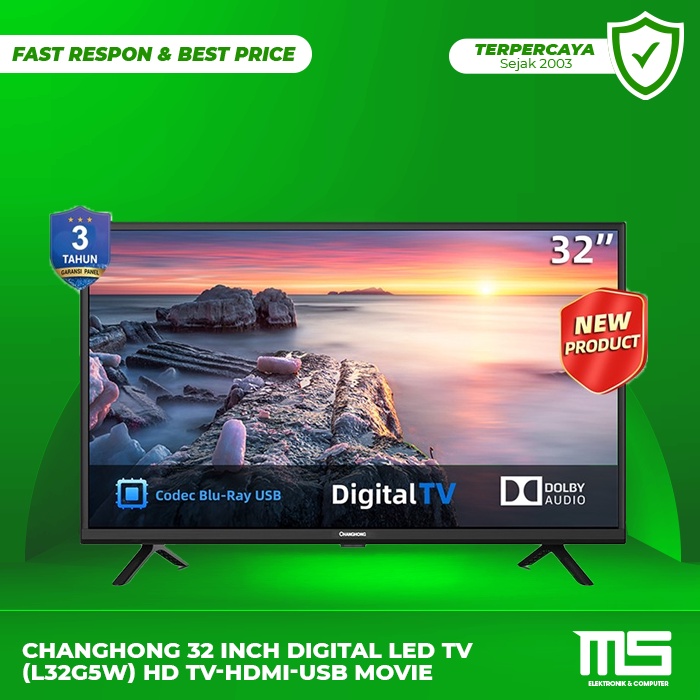 Jual Changhong 32 Inch Digital LED TV (L32G5W) HD TV-HDMI-USB Movie | Shopee Indonesia