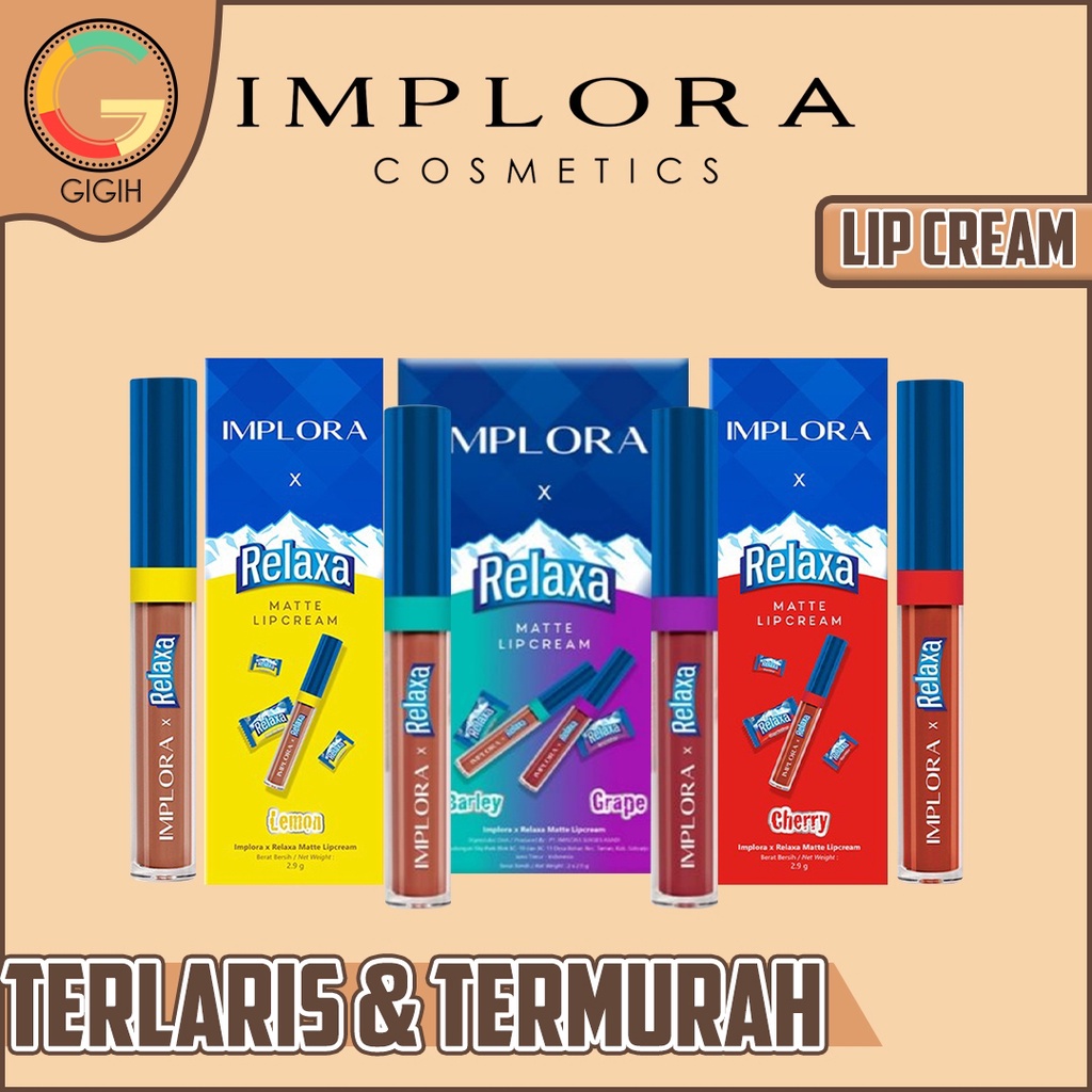 Jual IMPLORA X RELAXA MATTE LIP CREAM ( BARLEY & GRAPE ) / LEMON ...