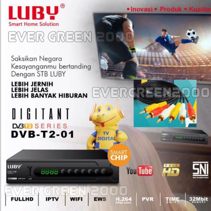 Jual Set Top Box (STB) LUBY DVB-T2 / New Receiver alat penerima siaran TV Digital : Full HD 1080 ...