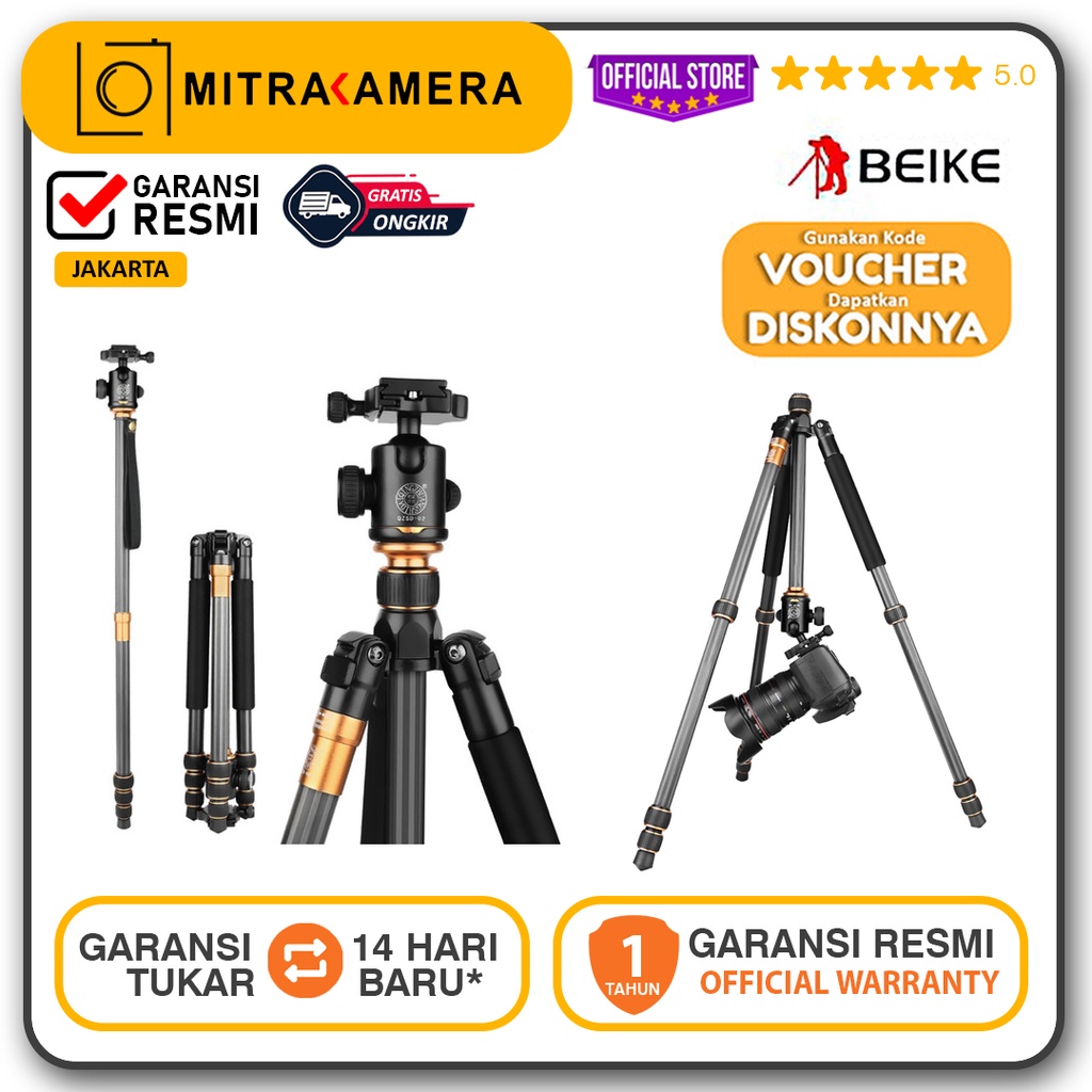 Jual Beike Q999c Carbon Fiber Pro Tripod Monopod Shopee Indonesia