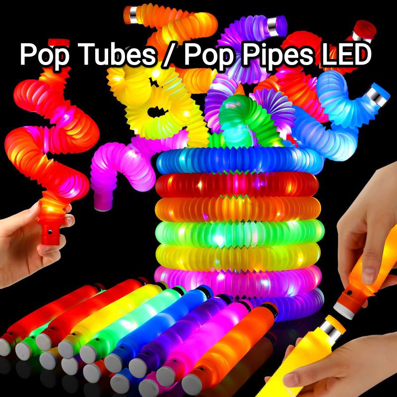 Jual Light Up Pop Tubes pop light Pop Pipes / FIDGET TOYS PUSH POP ...