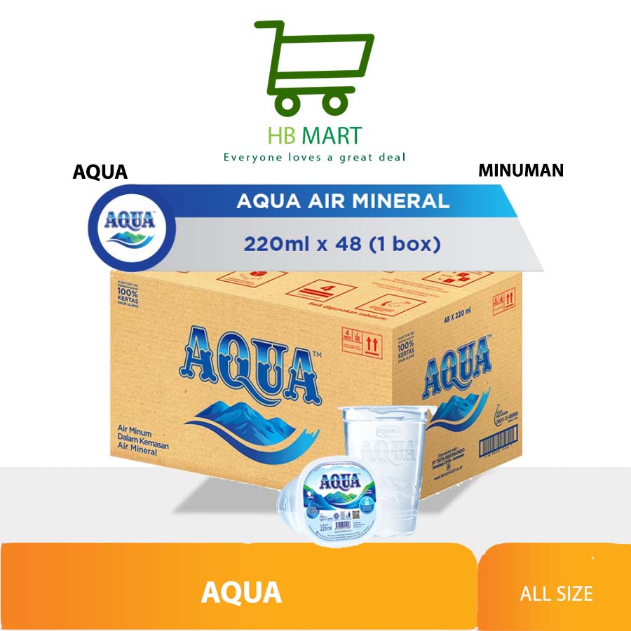 Jual KHUSUS OJOL AQUA Air Mineral 220ml x 48 cup (1 box) | Shopee Indonesia