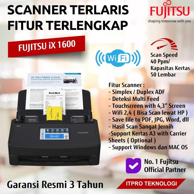 Jual Fujitsu Scanner ScanSnap ix1600 ADF, Duplex | Shopee Indonesia