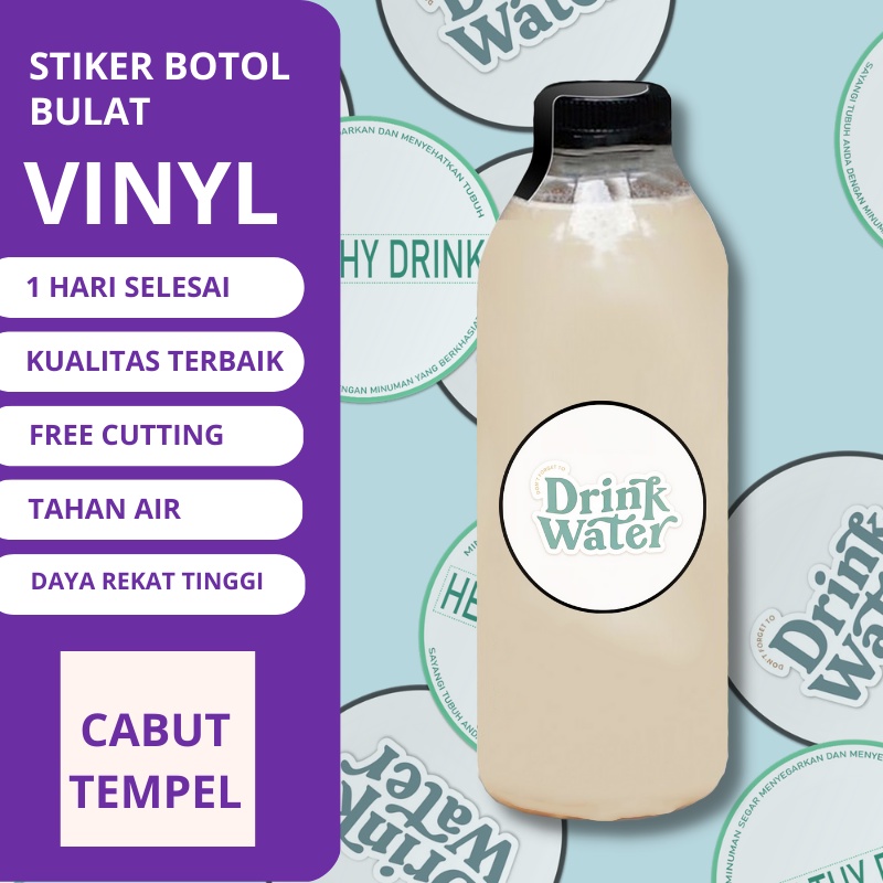 Jual Sticker Label Botol Minuman Bulat Bahan Vinyl Laminasi Cutting ...